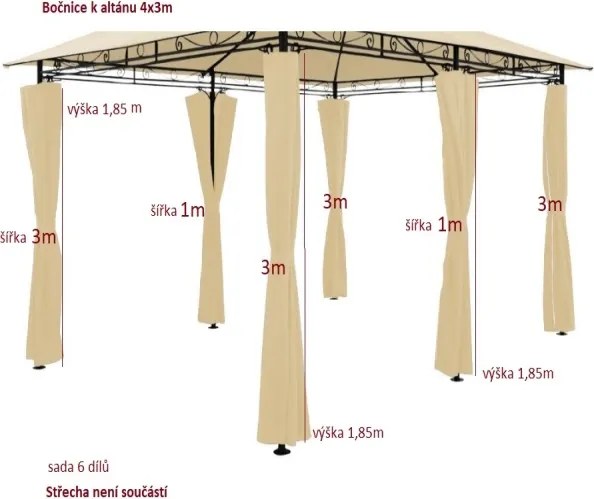 Bočnice  k altánu Topas 4x3m hnědá taupe