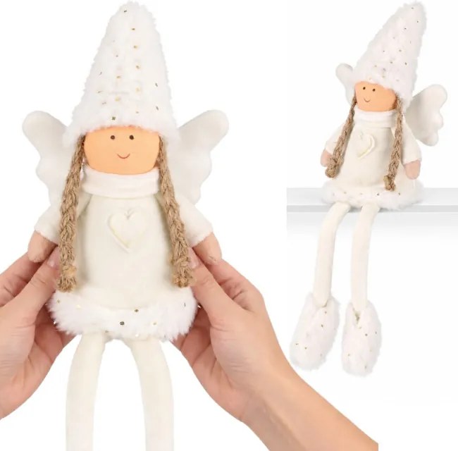 Vánoční anděl s visícíma nohama 34 cm