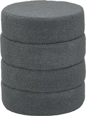 HOMCOM taburet, kulatý, teddy fleece, do 120 kg, Φ40x45H cm, tmavě šedá