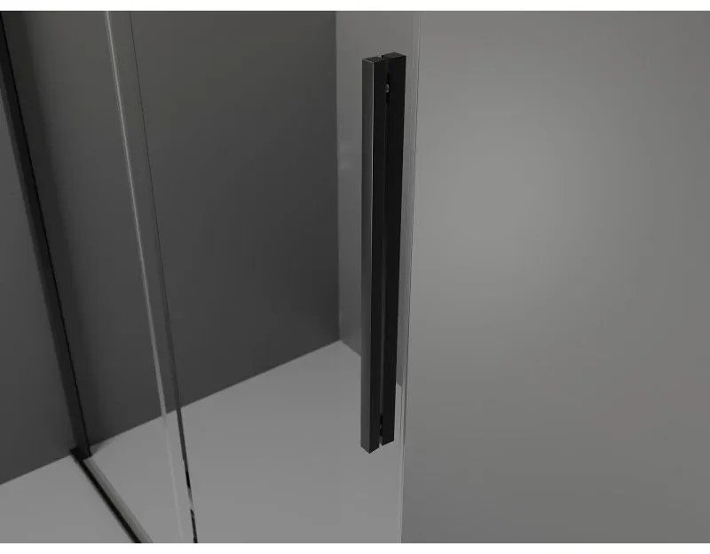Mexen Velar, posuvné dveře do otvoru typ Walk-In 85 cm, 8mm čiré sklo, černá matná, 871-085-000-03-70
