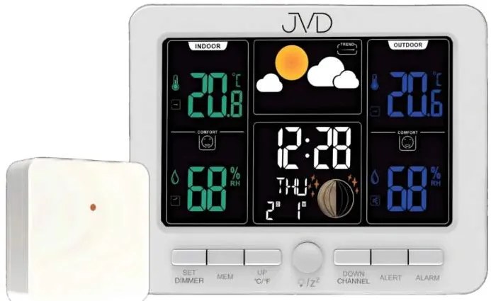 JVD Digitální stříbrná rádiem řízená meteorologická stanice JVD RB6685.1