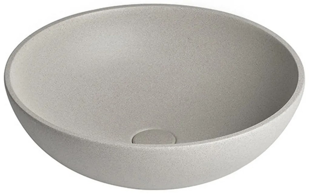 Sapho Sapho, TURF betonové umyvadlo na desku včetně výpusti, průměr 44cm, bílý pískovec, AR437