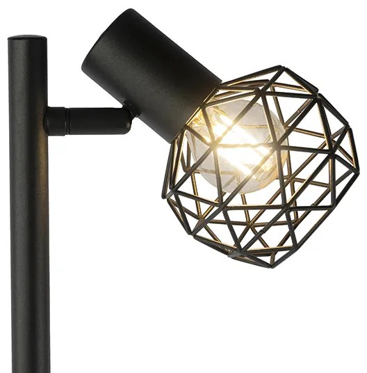 Designová stojací lampa černá 3-světelná nastavitelná - síťovina