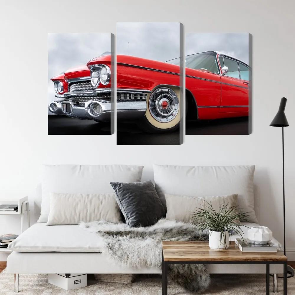 Vícedílný obraz Červené Auto Z 50. Let Nedostatek Nedostatek Plátno Canvas 120x80