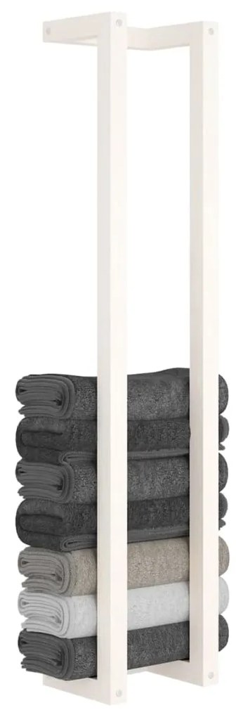 Věšák na ručníky bílý 23 x 18 x 110 cm masivní borové dřevo - Default Title