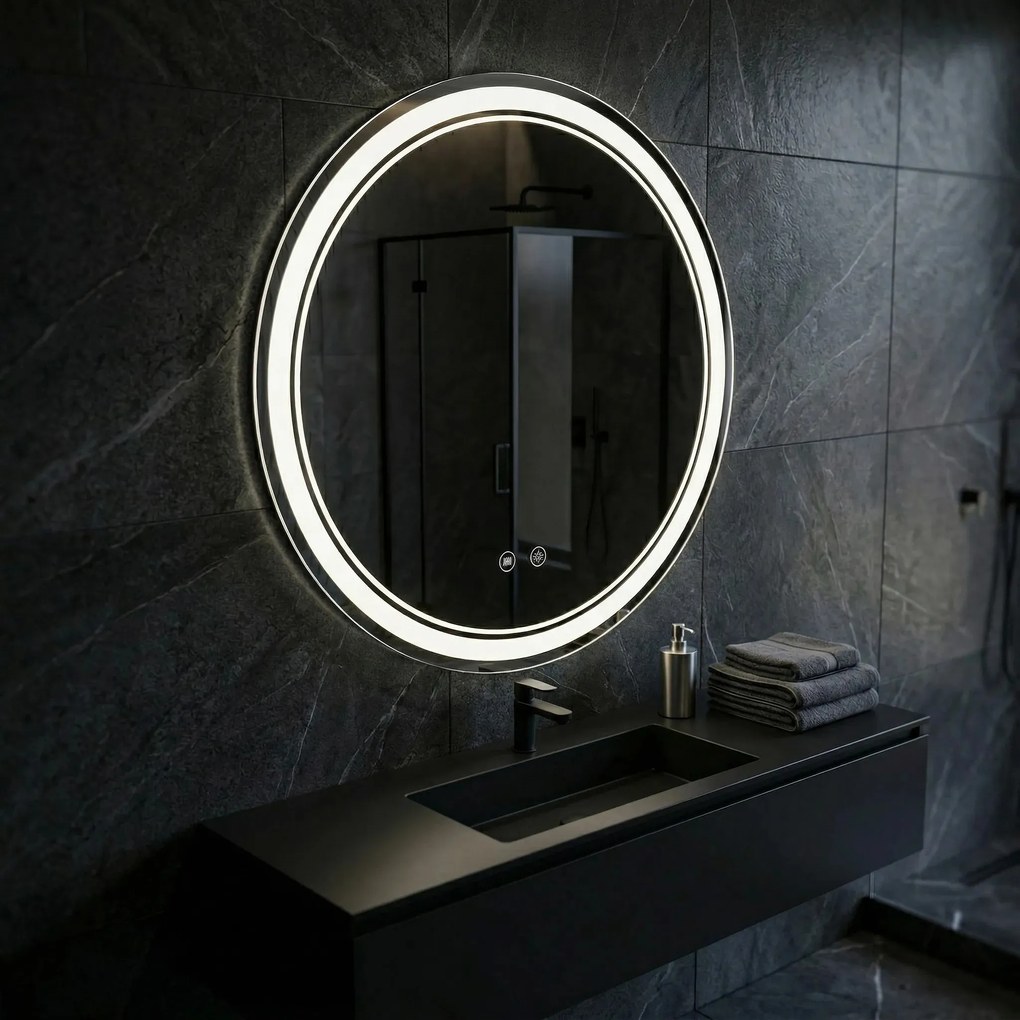 Tutumi Zrcadlo ⌀80 cm s vyhříváním a regulovatelným LED osvětlením HOM-00205