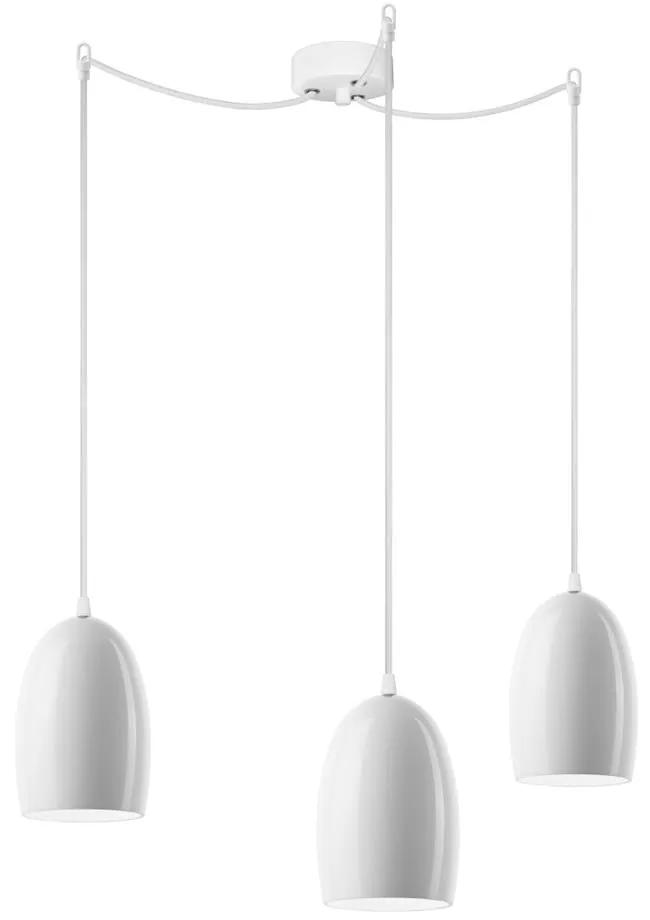 Bílé trojramenné závěsné svítidlo Sotto Luce UME Elementary S Glossy, ⌀ 13,5 cm