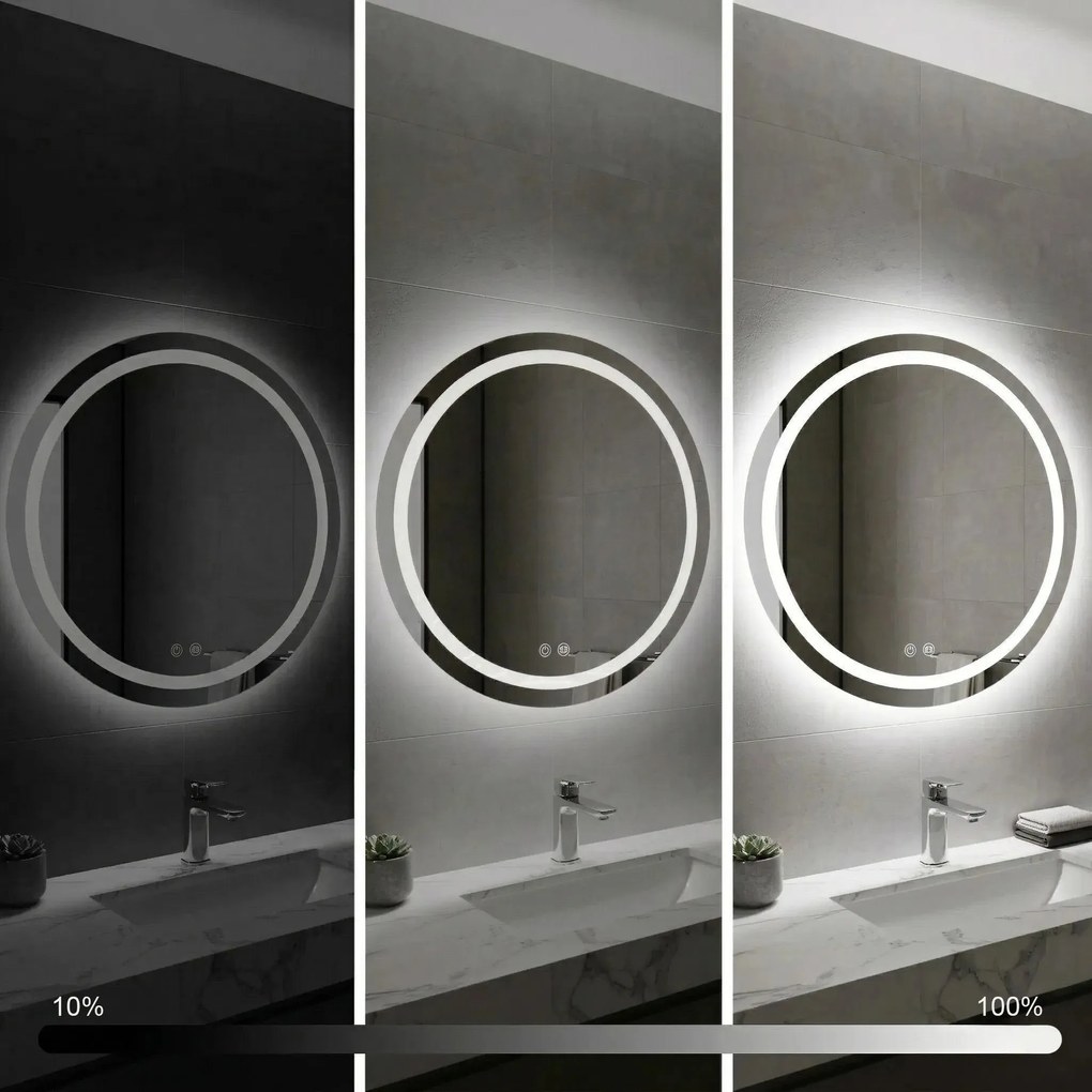 Tutumi Zrcadlo ⌀100 cm s vyhříváním a regulovatelným LED osvětlením HOM-00207