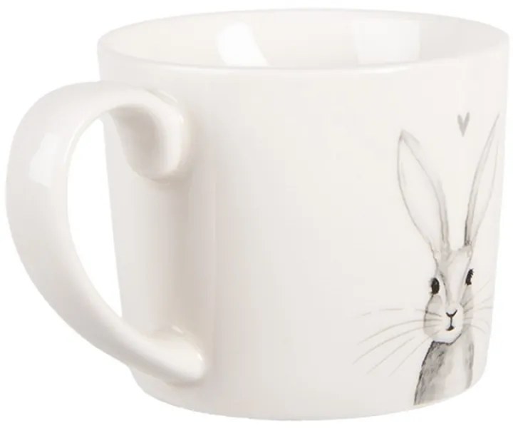 Bílý porcelánový hrneček s motivem zajíčka Rustic Bunny – 275 ml