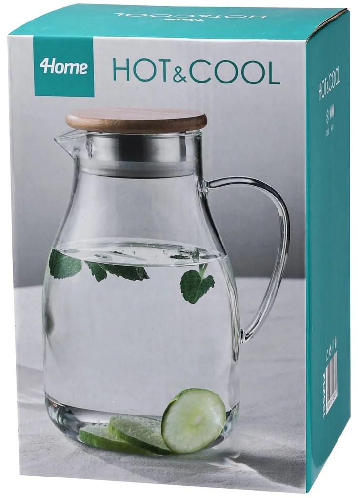 4Home Skleněný džbán s víčkem Bamboo Hot&Cool, 1,7 l