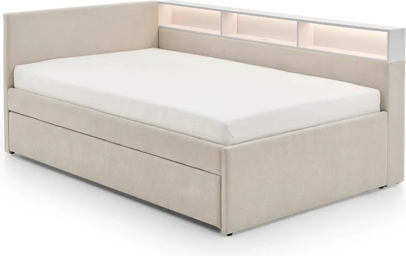 Béžová rohová dětská postel s úložným prostorem bez roštu 90x200 cm Uno – Meise Möbel