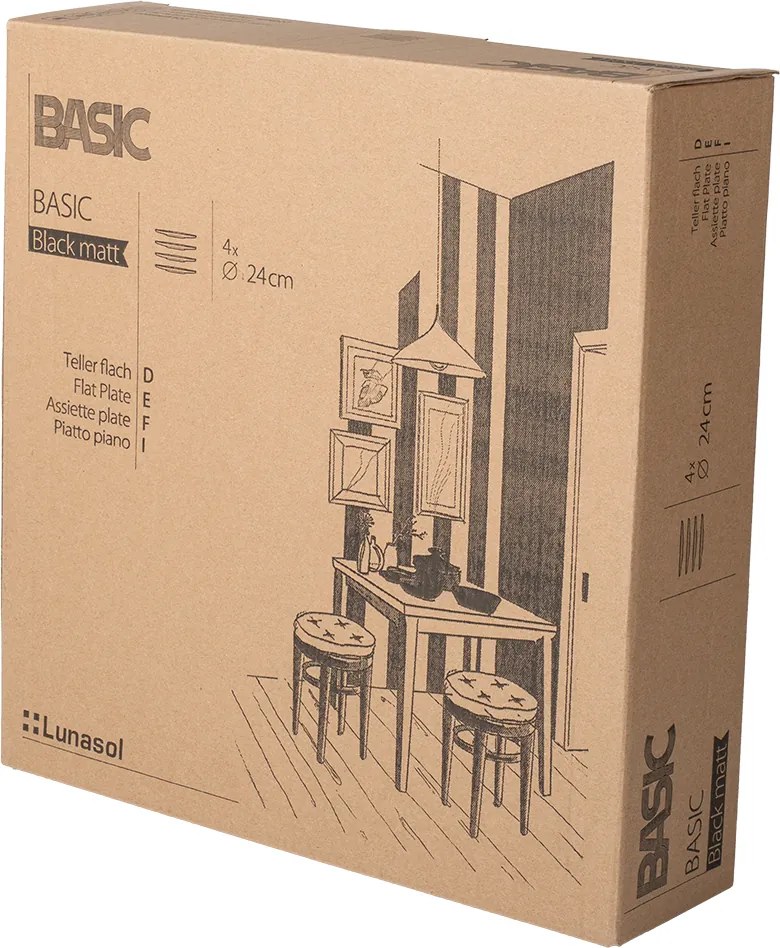 Talíř mělký 24 cm 4 ks — Basic černý matný - 492781