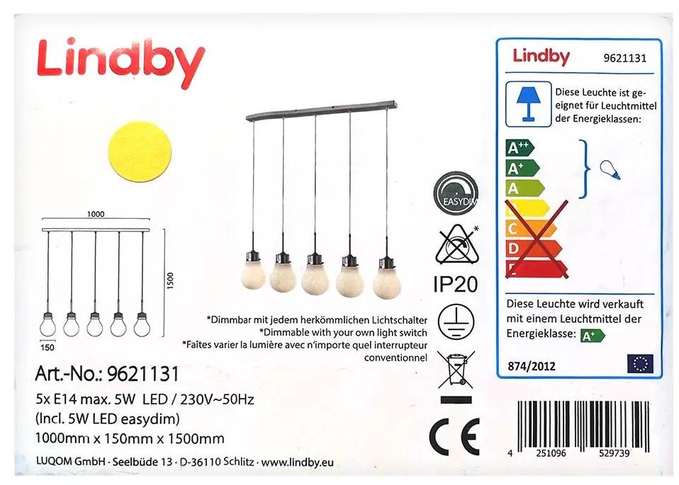 Lindby Lindby - LED Stmívatelný lustr na lanku BADO 5xLED/5W/230V LW0848