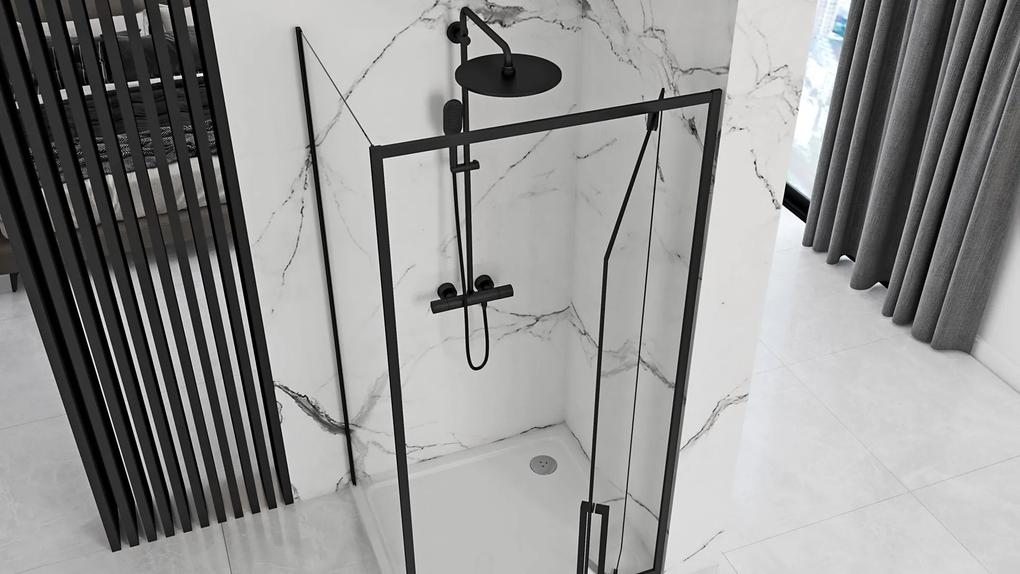 Rea Rapid Swing, rohový sprchový kout 100 (dveře) x 80 (stěna) x 195 cm, 6mm čiré sklo, černý profil, KPL-009928