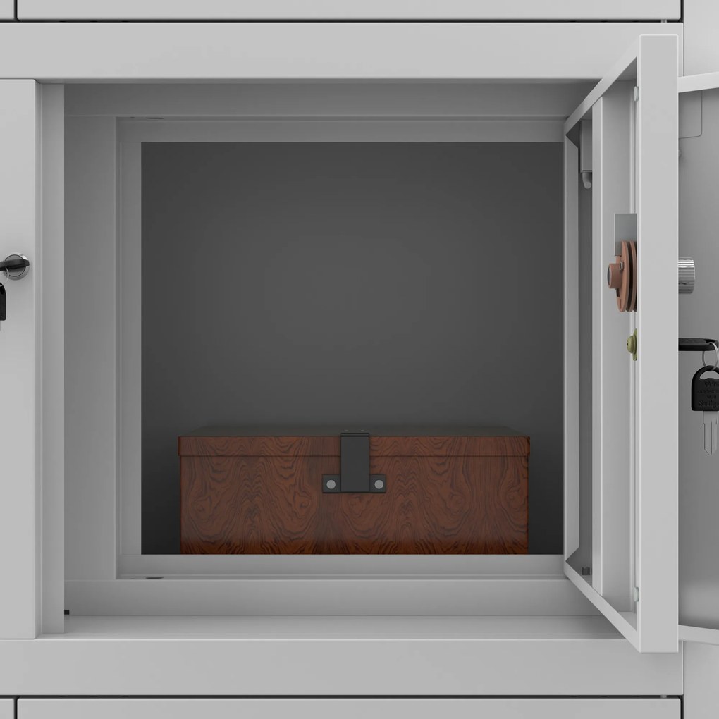 Kovová kancelářská skříň na dokumenty se sejfem a zásuvkami, šedá, 900x1850x400 mm: FILIP II