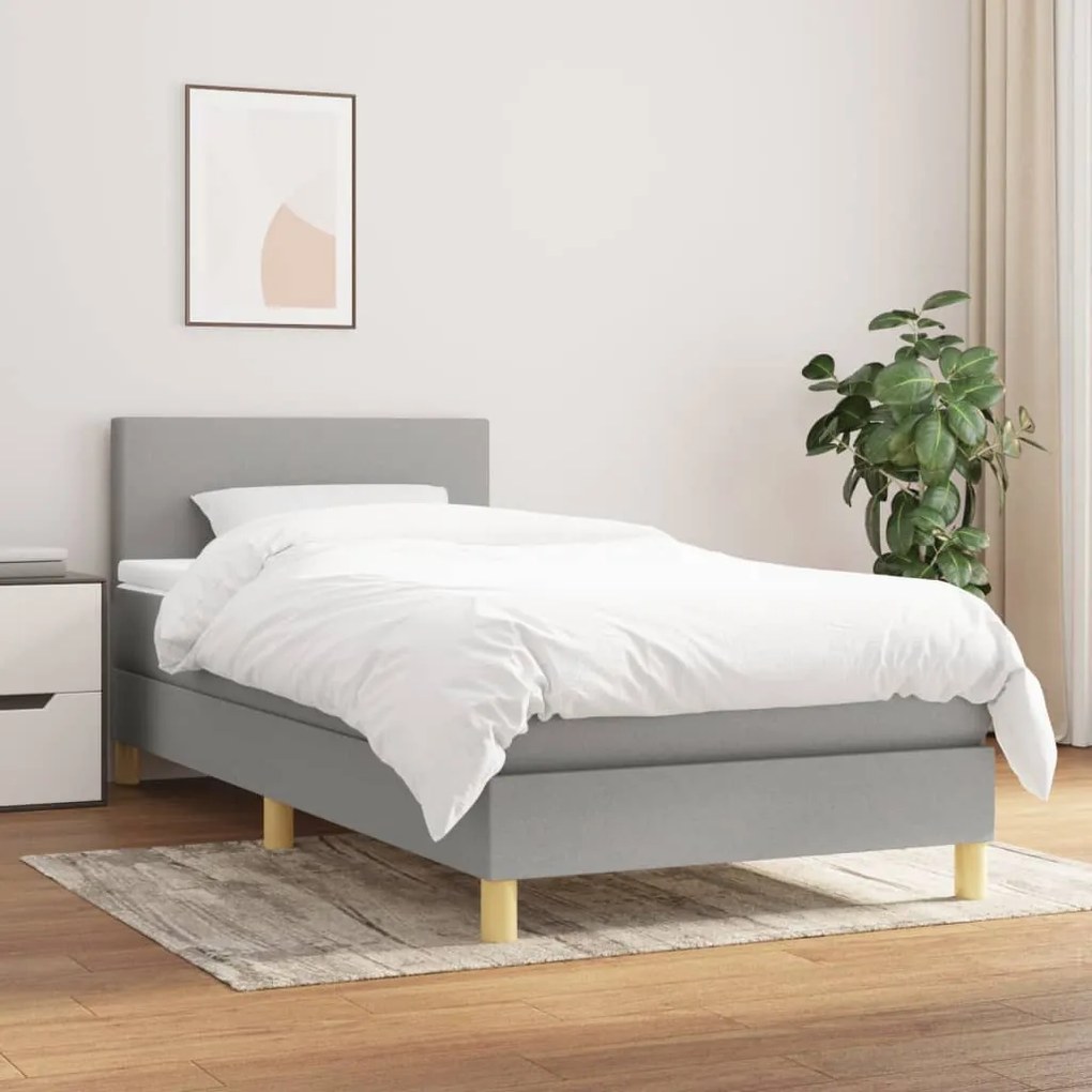Box spring postel s matrací světle šedá 80 x 200 cm textil 3140409