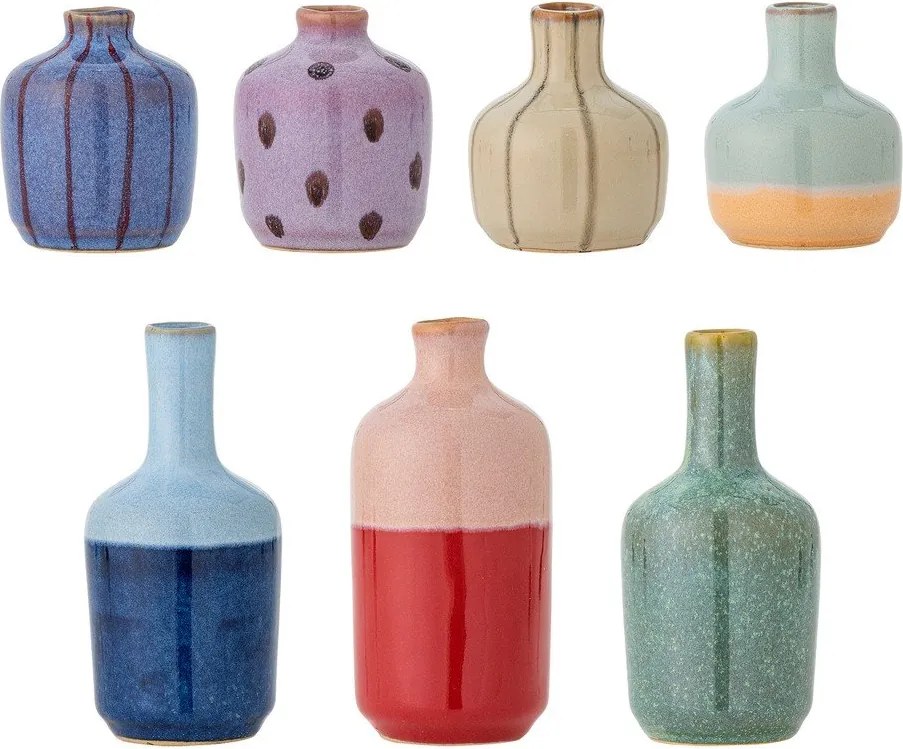 Ručně malované vázy v sadě 7 ks z kameniny (výška 14 cm) Maien – Bloomingville