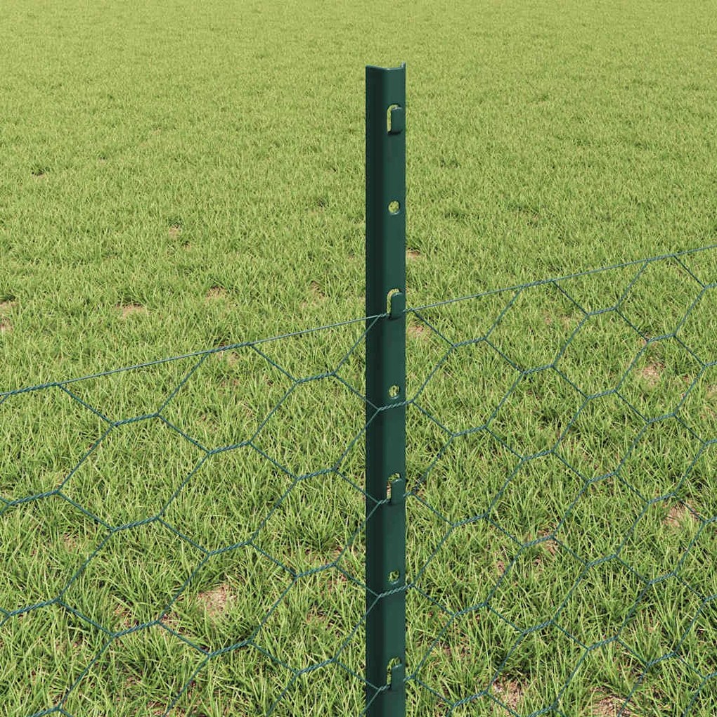 Hexagonální plot s podpěrou 50 x 0,5 m Ocel potažená PVC Zelená 3336743