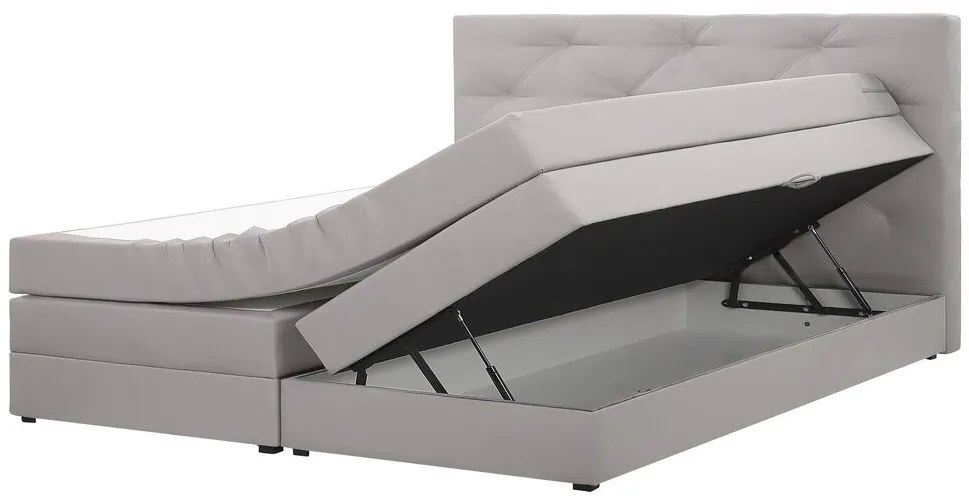 Kontinentální světle šedá postel s uložnym prostorem 160 x 200 cm MILORD Beliani