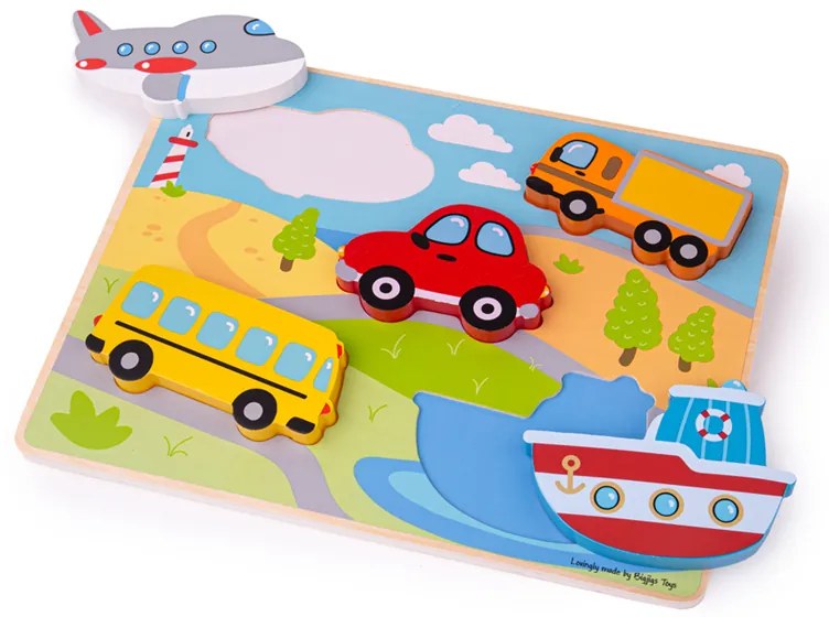 Bigjigs Toys Vkládací puzzle dopravní prostředky
