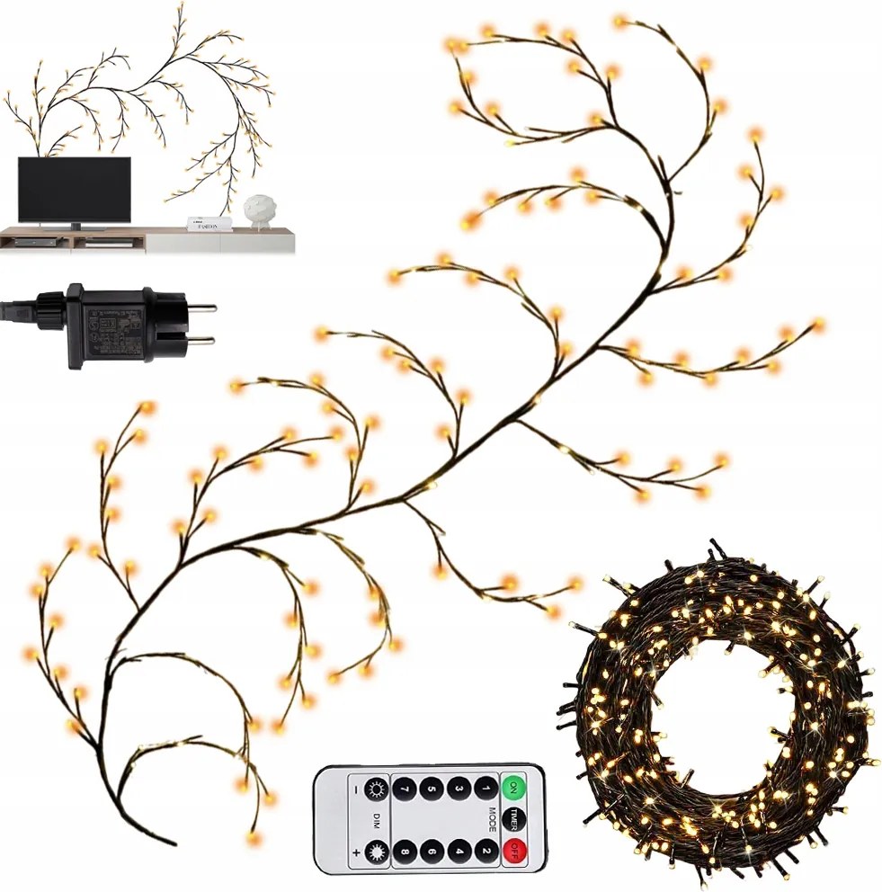 Dekorativní Lampičky S Ozdobným Drátkem 18 Větví 144 Led Stěna Okno Krb