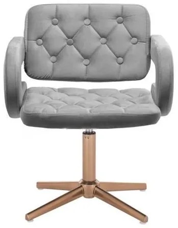 LuxuryForm DESIGN Otočná židle ADRIA VELUR na zlatém kříži - šedá