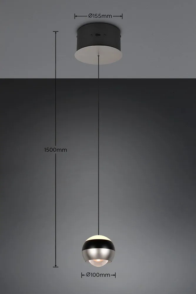 Černé/ve stříbrné barvě LED závěsné svítidlo ø 15,5 cm Orbit – Trio Select