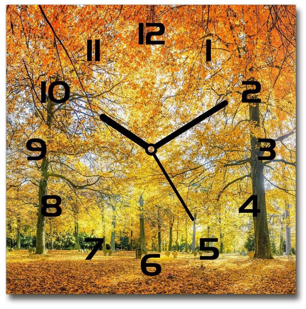 Skleněné hodiny čtverec Podzimní les