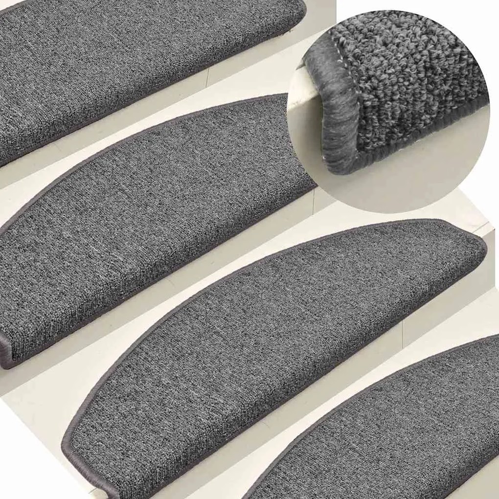 Schodové rohože 30 ks 65 x 24 x 4 cm tmavě šedé, půlkulaté, velké 3365761