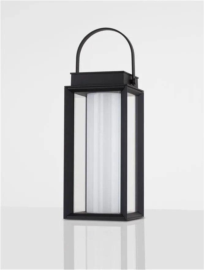 NV 9002862 Venkovní stolní lampa VERHAAL černý hliník a čiré sklo LED 2W 3000K 3,7V 360st. IP54 solární / USB kabel / vypínač na těle - NOVA LUCE