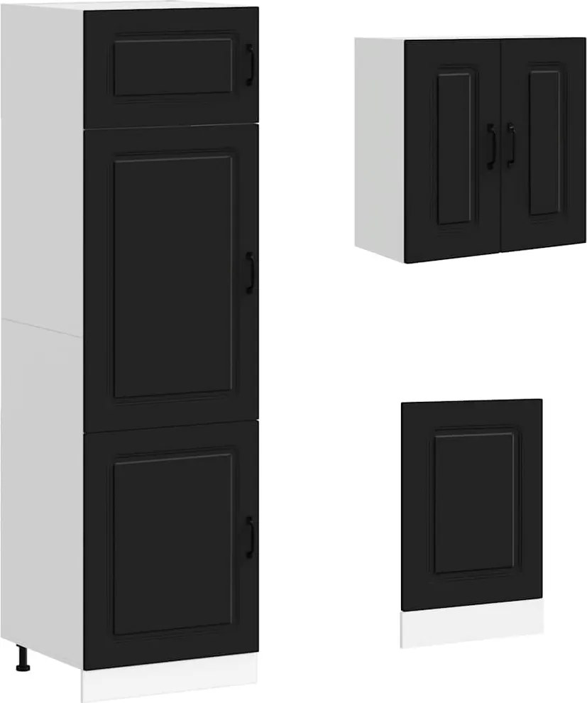 8dílná sada kuchyňských skříněk "Kalmar" černý kompozit 3314792