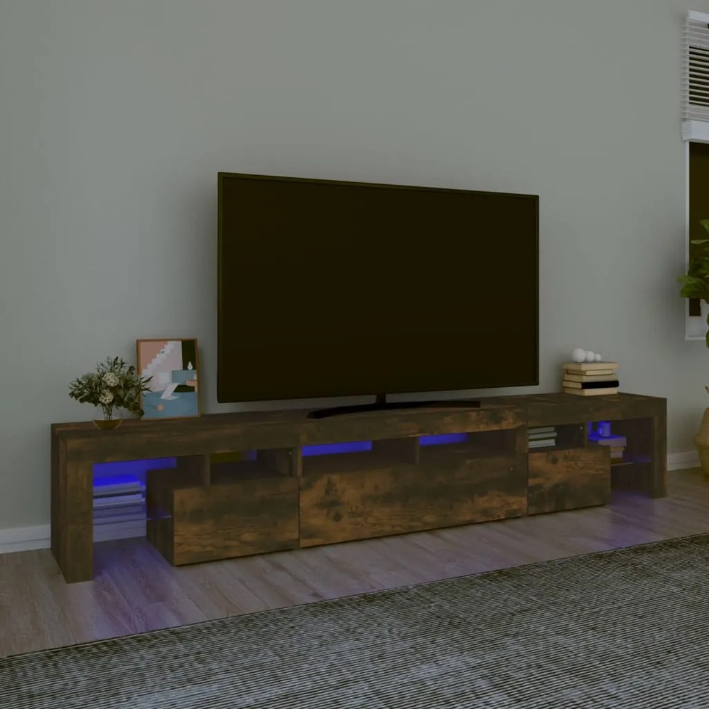 vidaXL TV skříňka s LED osvětlením kouřový dub 230x36,5x40 cm