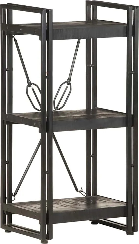 Knihovna se 3 policemi černá 40 x 30 x 80 cm masivní mangovník 320625