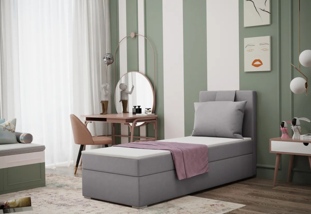 Čalouňěná postel boxspring AMANDA + topper, 80x200, soro 90, pravá