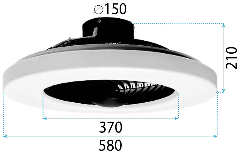 Toolight Stropní osvětlení s ventilátorem Černé APP1552-C