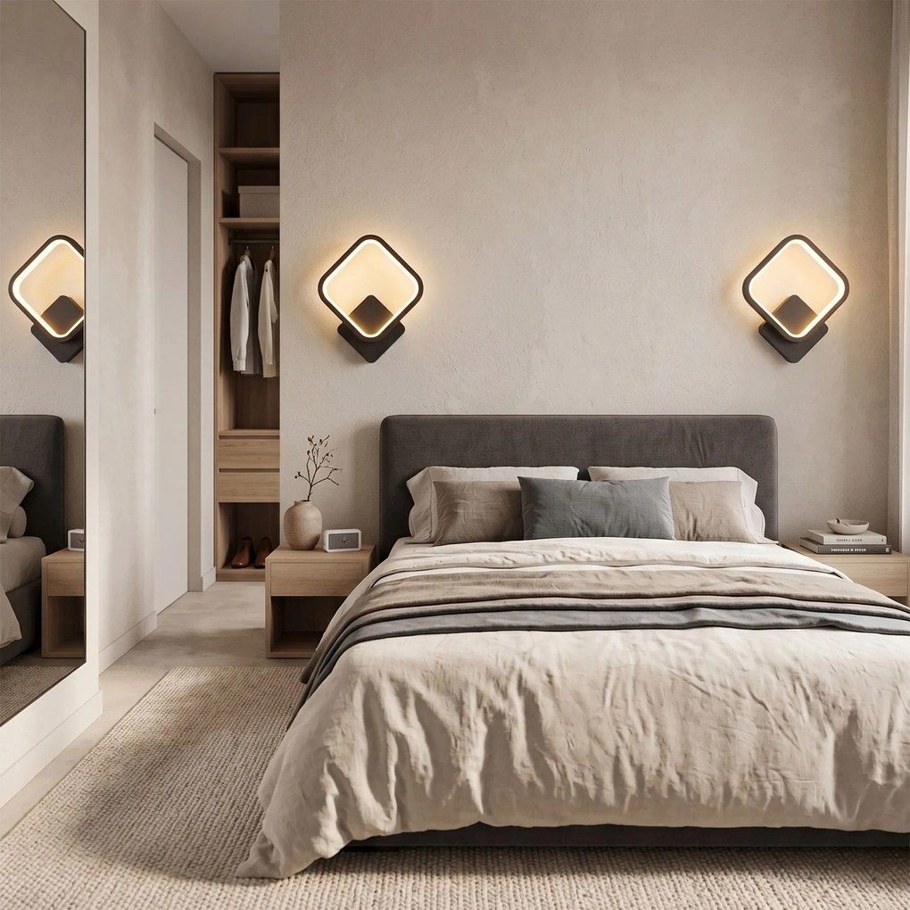 Toolight Rea, Nástěnné LED svítidlo LHJ122-W Černé, OSW-03276
