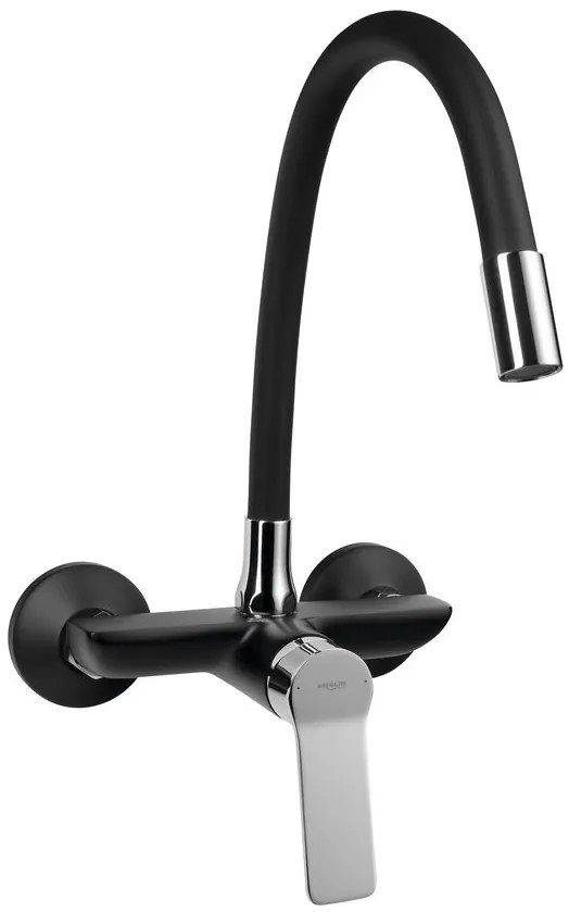 Aqualine Aqualine, SINTRA nástěnná baterie 3/4", flexibilní ramínko, černá mat/chrom, SX013-70