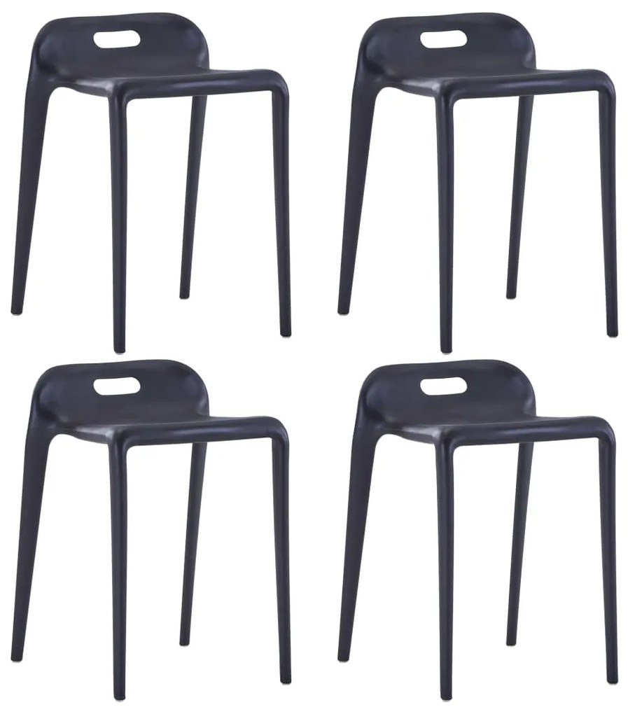 Stohovatelné stoličky 4 ks černé plast 247281