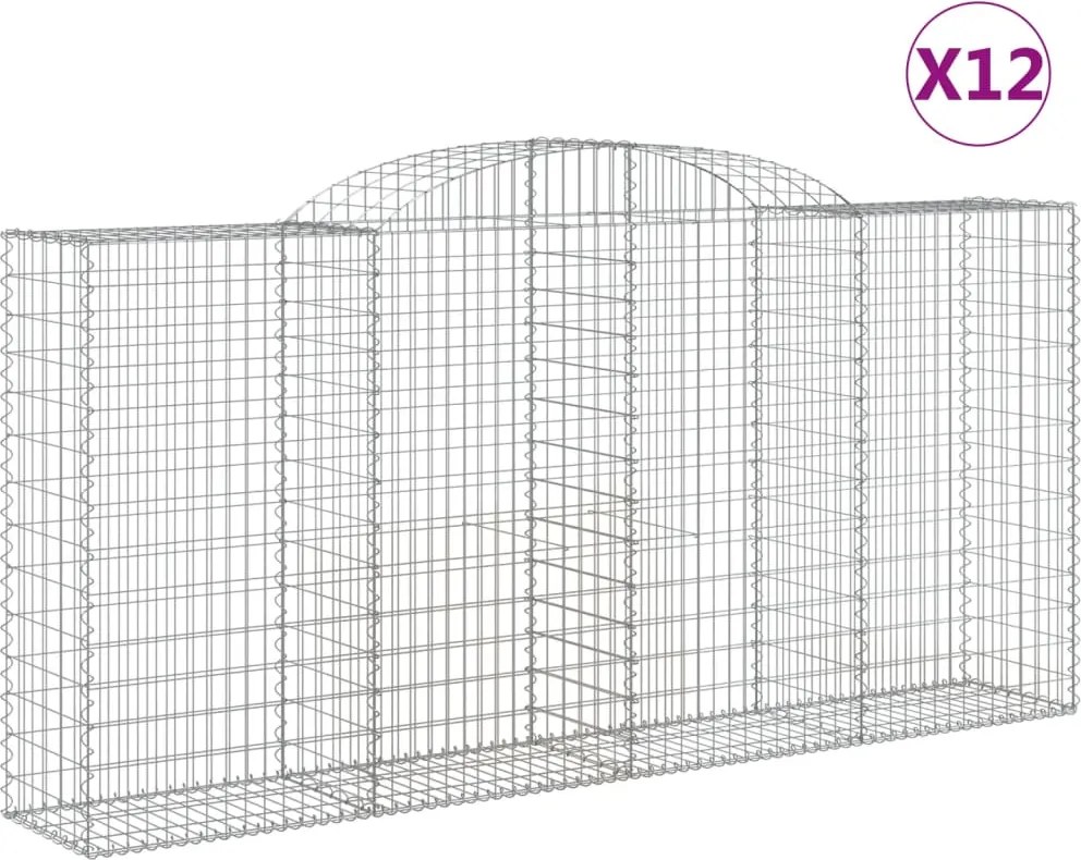 Klenuté gabionové koše 12ks 300x50x140/160cm pozinkované železo 3146747