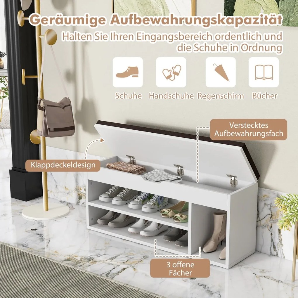 Costway Botník lavice se sedákem a úložným prostorem botník dřevěná, šedá