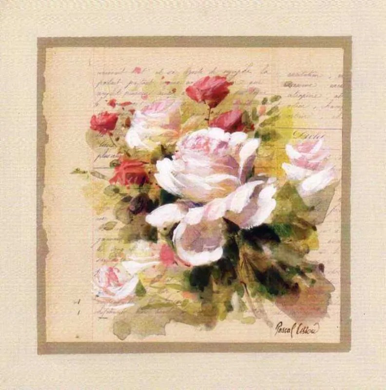 ART-STYLE Obrázek 50x50, kytice růžových růží, rám sv. dub - červotoč
