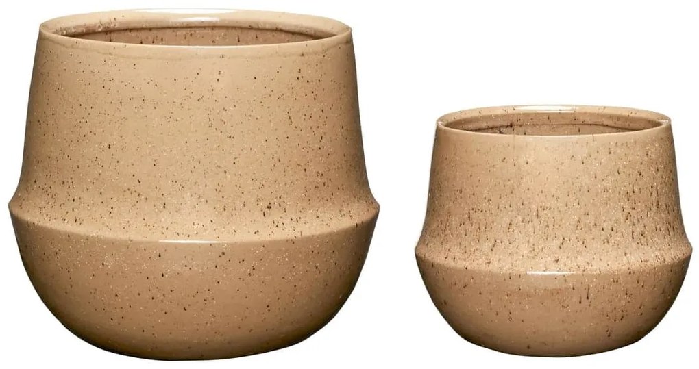 Hübsch Keramický obal na květináč Vibe Sand Menší, béžová barva, keramika