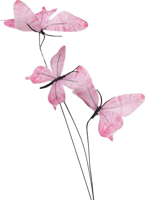 Dekorační větvička s růžovými motýlky Butterfly - 10*10*65 cm