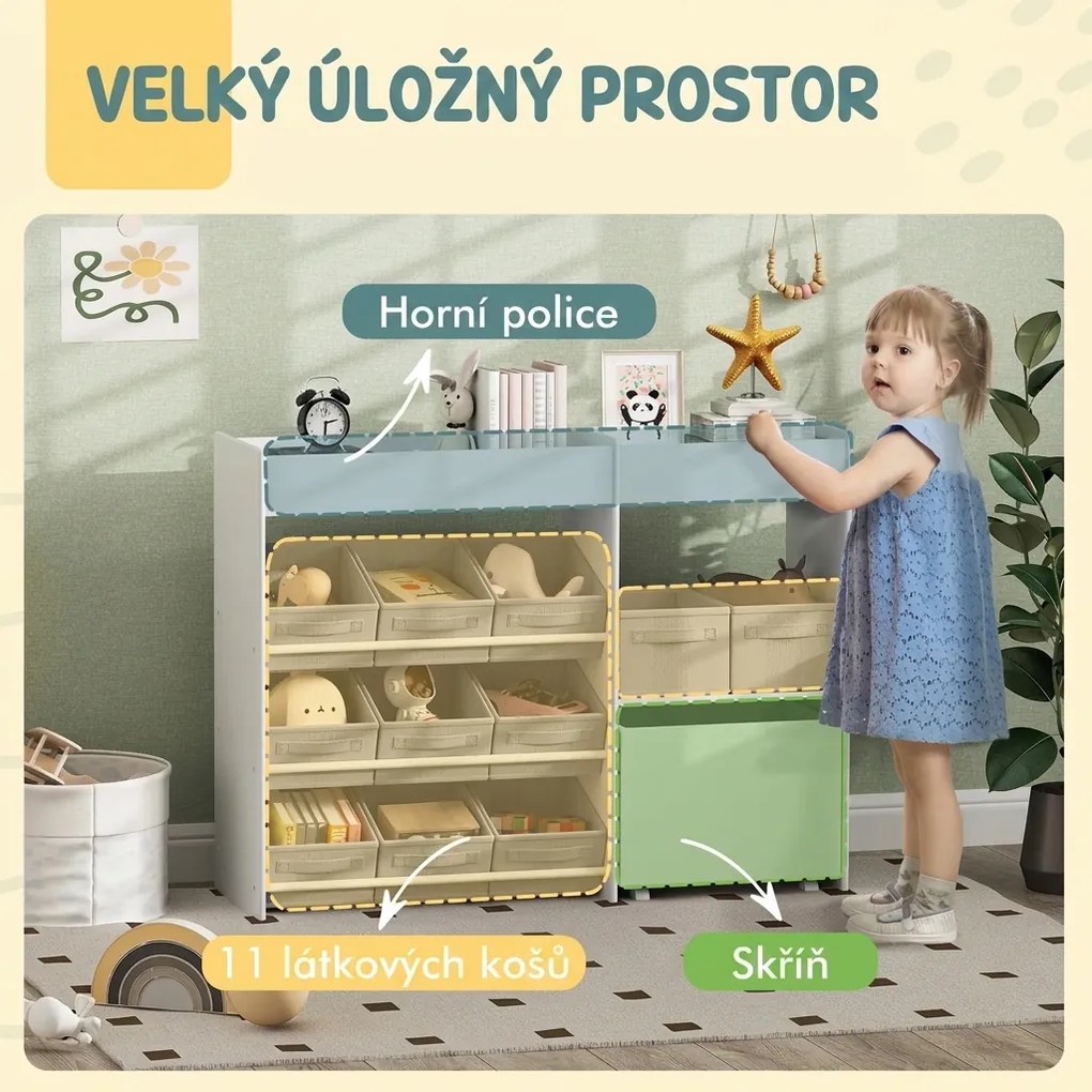 Dětský regál na hračky s 11 boxy, bílo-šedý 311-089V90WT