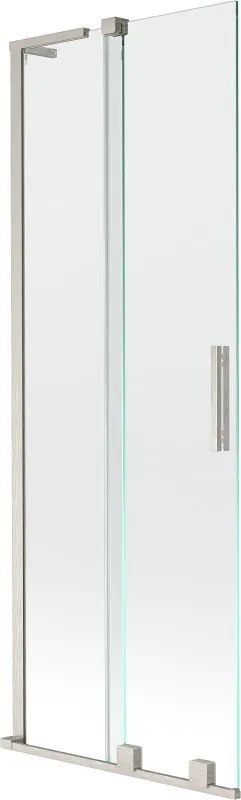 Mexen Velar L, 2-křídlová posuvná vanová zástěna 75 x 150 cm, 8mm čiré sklo, broušená ocel, 896-075-003-01-97