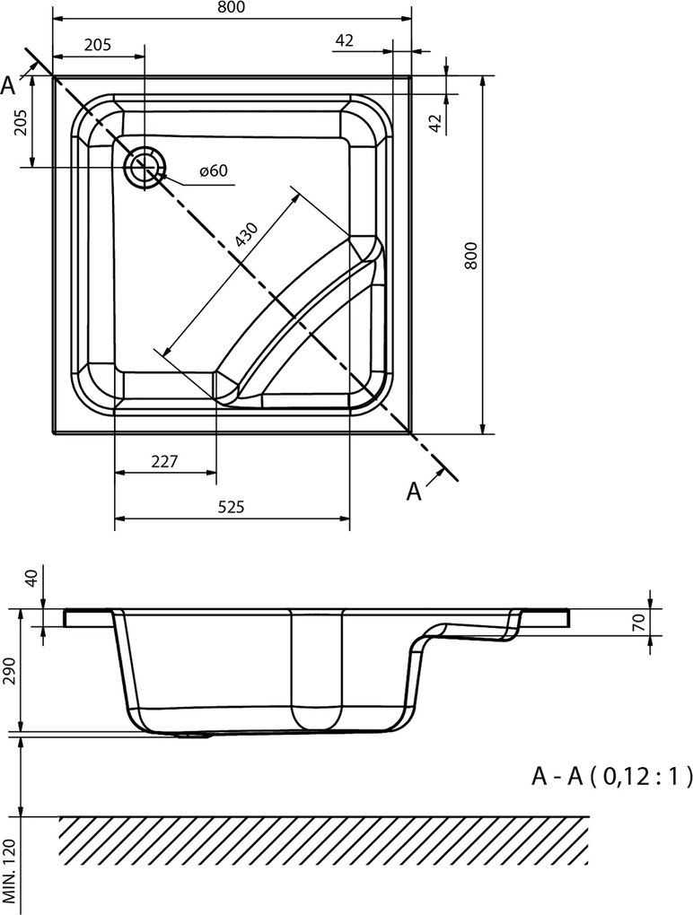Polysan VISLA 80 x 80 cm 50111 sprchová vanička akrylát