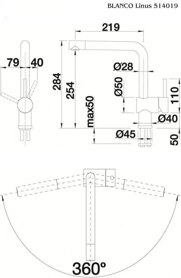 BLANCO Linus dřezová baterie, hliníková metalíza 516699