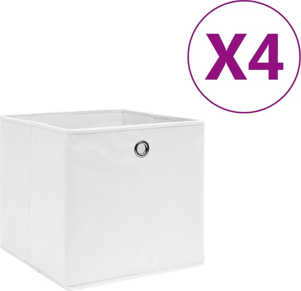 vidaXL Úložné boxy 4 ks netkaná textilie 28 x 28 x 28 cm [325188] Barva: bílá s víky