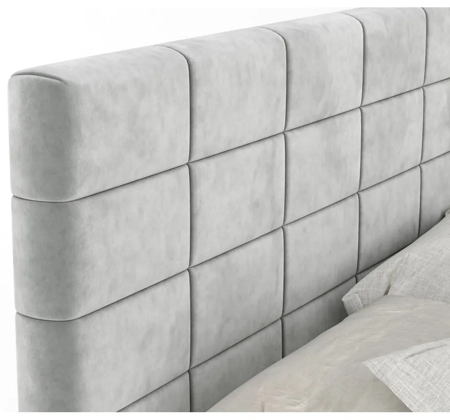 Světle šedá boxspring postel s úložným prostorem 140x200 cm Ava – Maison de Rêve