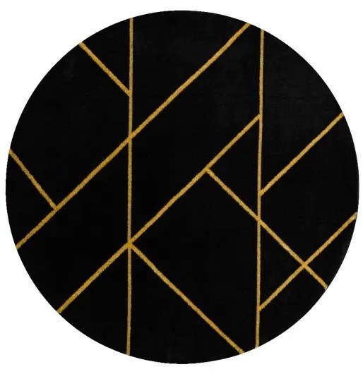 Dywany Łuszczów, Kusový koberec Emerald geometric 1012 black and gold kruh, 200x200 (průměr) kruh, černá, chodba / předsíň
